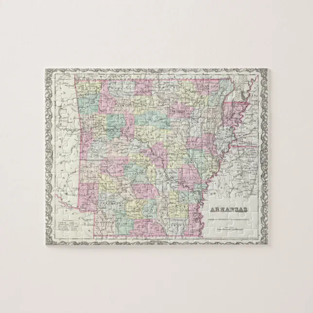 Vintage Map of Arkansas (1855) Jigsaw Puzzle | Zazzle