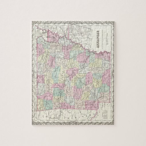 Vintage Map of Arkansas (1855) Jigsaw Puzzle | Zazzle