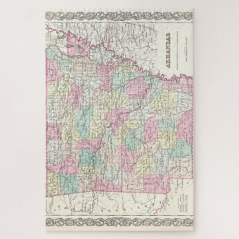 Vintage Map of Arkansas (1855) Jigsaw Puzzle | Zazzle