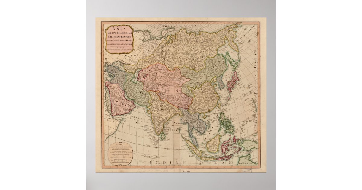 Vintage Map of Asia (1799) Poster | Zazzle