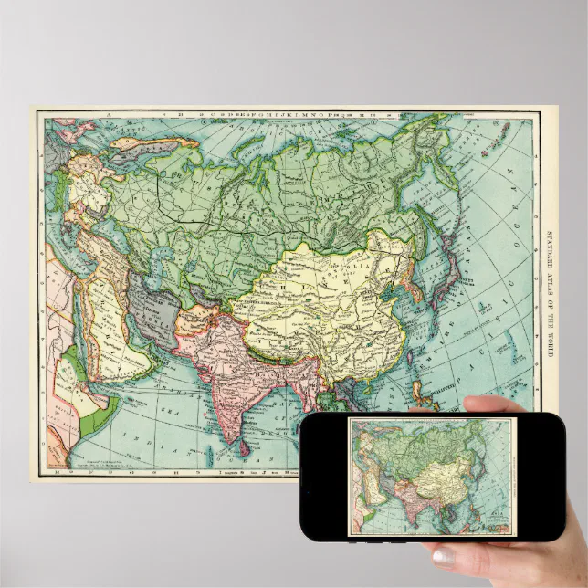 Vintage Map of Asia Poster | Zazzle