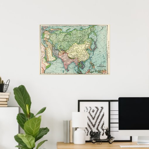 Vintage Map of Asia Poster | Zazzle