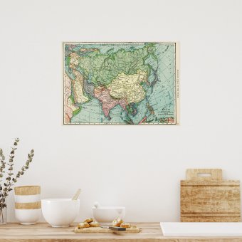 Vintage Map of Asia Poster | Zazzle