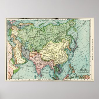 Vintage Map of Asia Poster | Zazzle