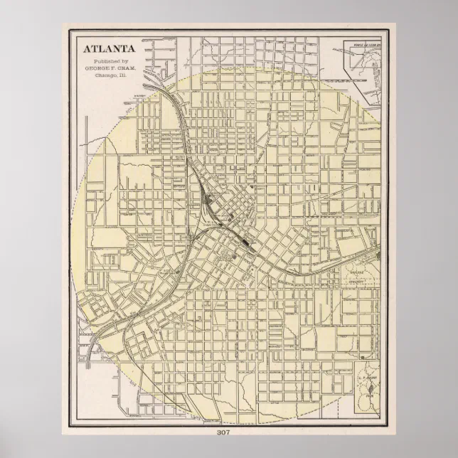 Vintage Map of Atlanta Georgia (1901) Poster | Zazzle