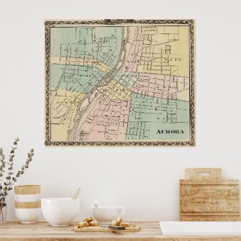 Vintage Map of Aurora IL (1876) Poster | Zazzle