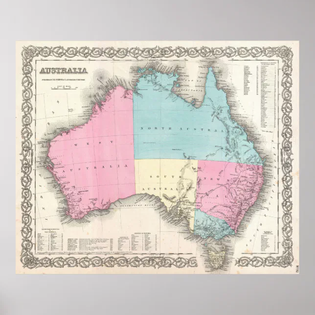 Vintage Map of Australia (1855) Poster | Zazzle
