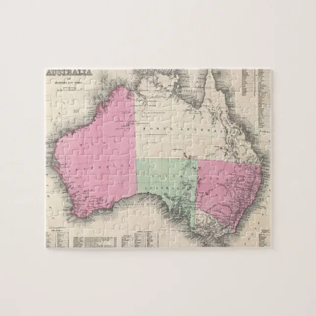 Vintage Map of Australia (1862) Jigsaw Puzzle | Zazzle