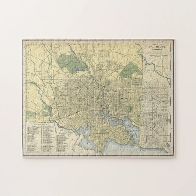 Vintage Map of Baltimore Maryland (1891) Jigsaw Puzzle | Zazzle