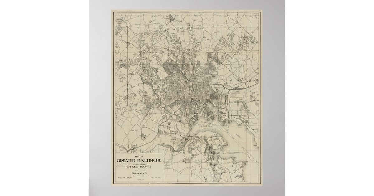 Vintage Map of Baltimore MD (1919) Poster | Zazzle
