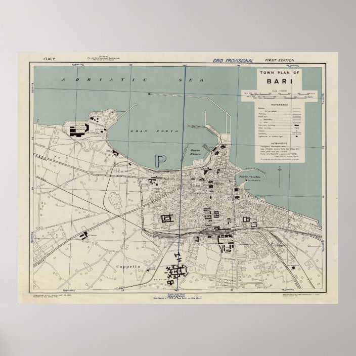 Vintage Map of Bari Italy (1943) Poster | Zazzle.com