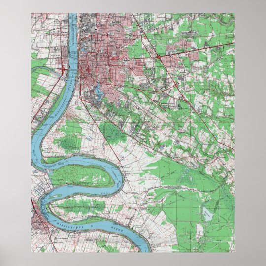 Vintage Map of Baton Rouge Louisiana (1963) Poster | Zazzle.com