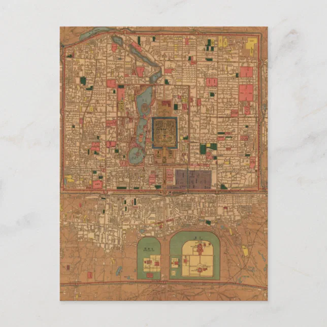 Vintage Map of Beijing China (1914) Postcard | Zazzle