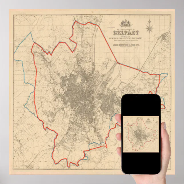 Vintage Map of Belfast Ireland (1913) Poster | Zazzle