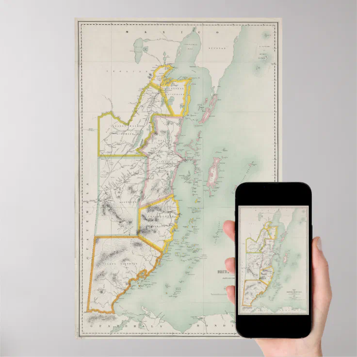 Vintage Map of Belize (1921) Poster | Zazzle