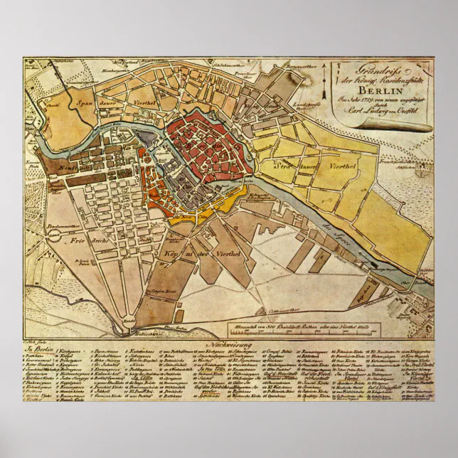 Vintage Map of Berlin Germany (1789) Poster | Zazzle