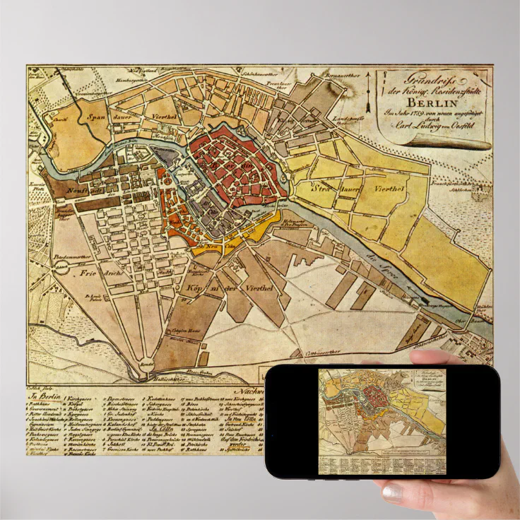 Vintage Map of Berlin Germany (1789) Poster | Zazzle