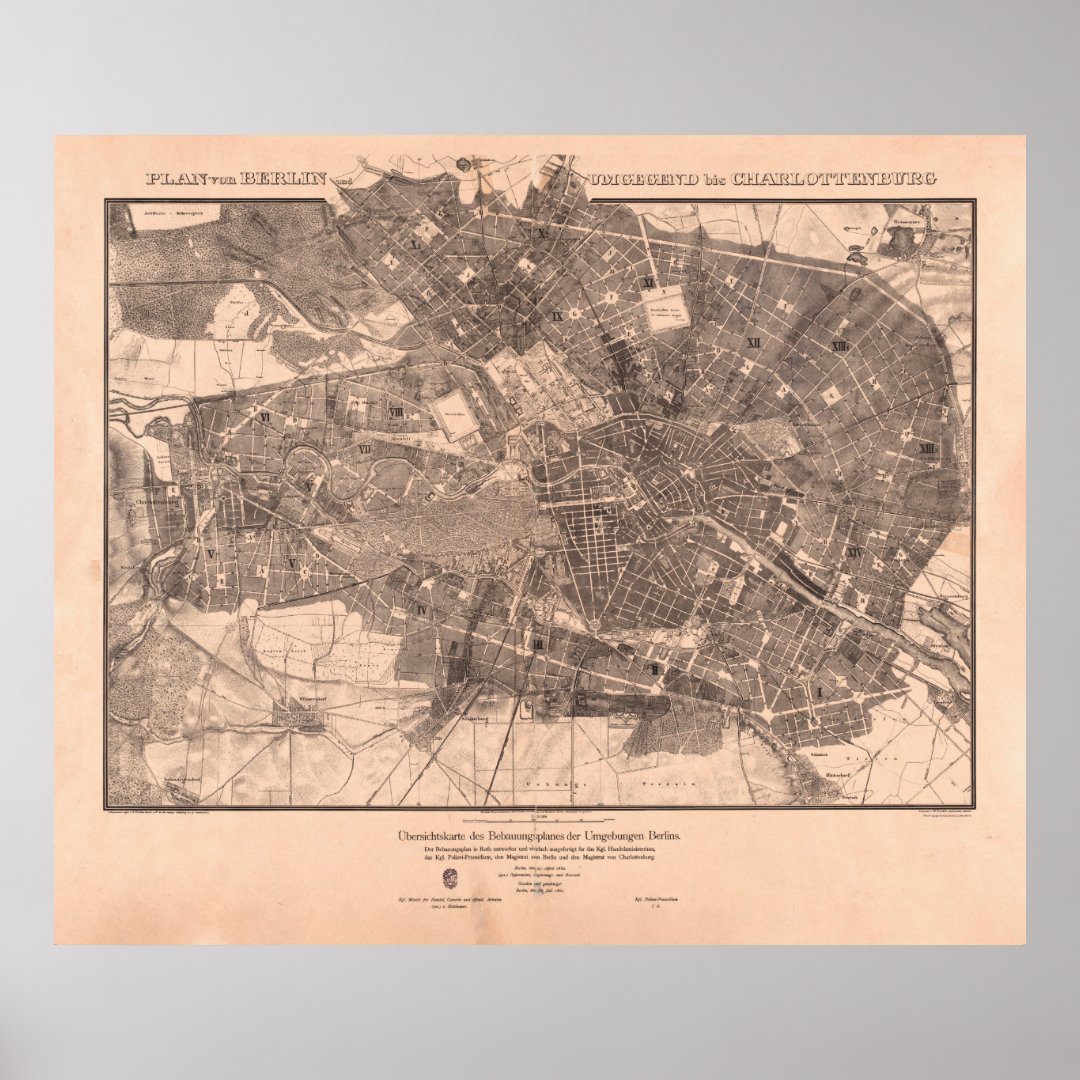Vintage Map of Berlin Germany (1862) Poster | Zazzle