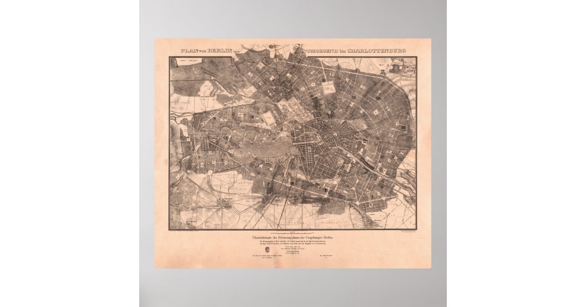 Vintage Map of Berlin Germany (1862) Poster | Zazzle