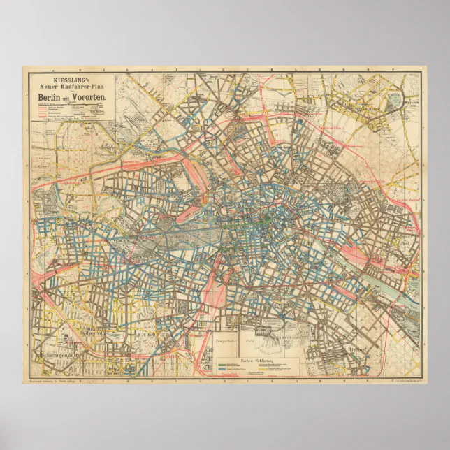 Vintage Map of Berlin Germany (1904) Poster | Zazzle