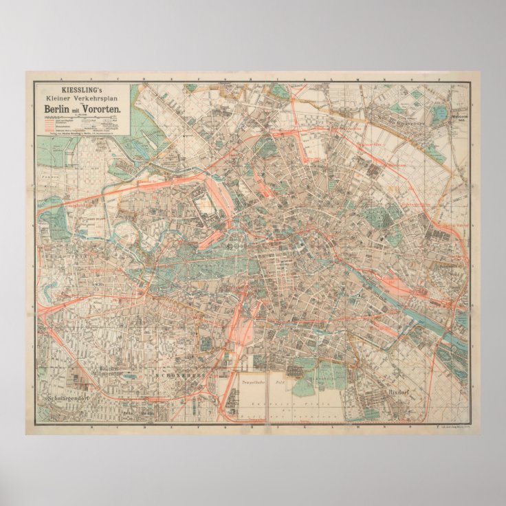 Vintage Map of Berlin Germany (1904) Poster | Zazzle