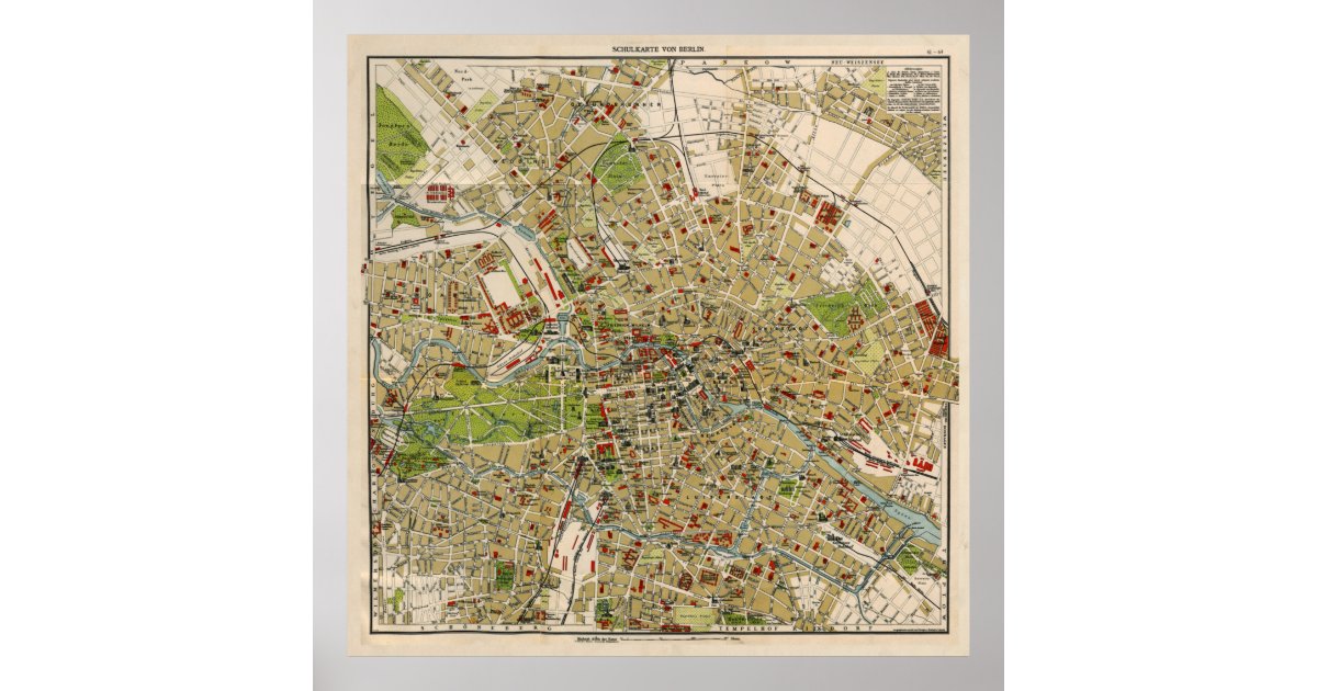 Vintage Map of Berlin Germany (1905) Poster | Zazzle