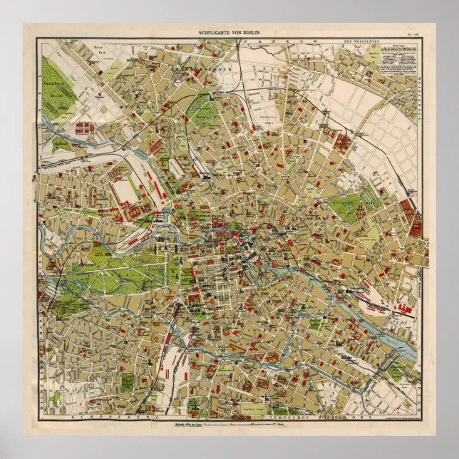 Vintage Map of Berlin Germany (1905) Poster | Zazzle