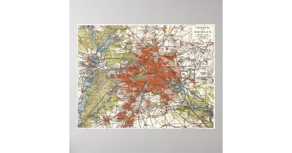 Vintage Map of Berlin Germany (1905) Poster | Zazzle