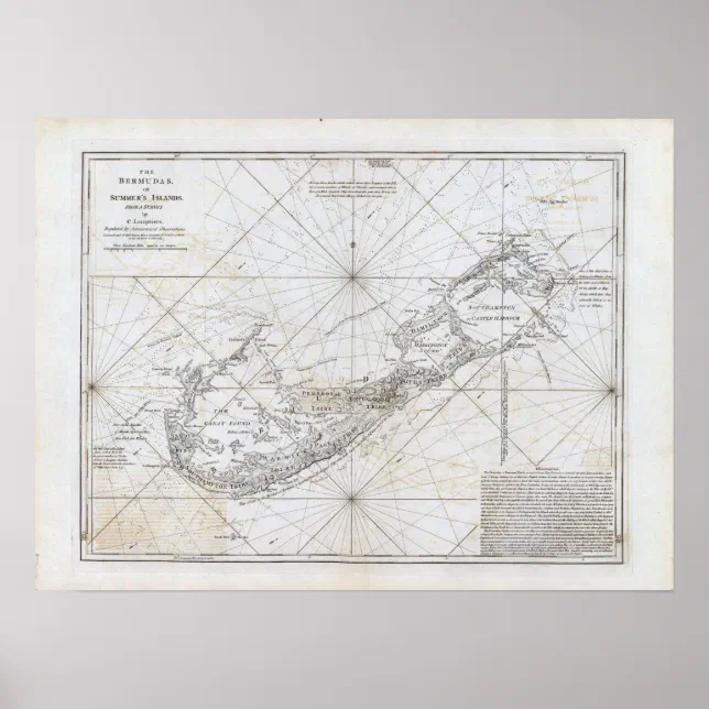 Vintage Map of Bermuda Poster | Zazzle