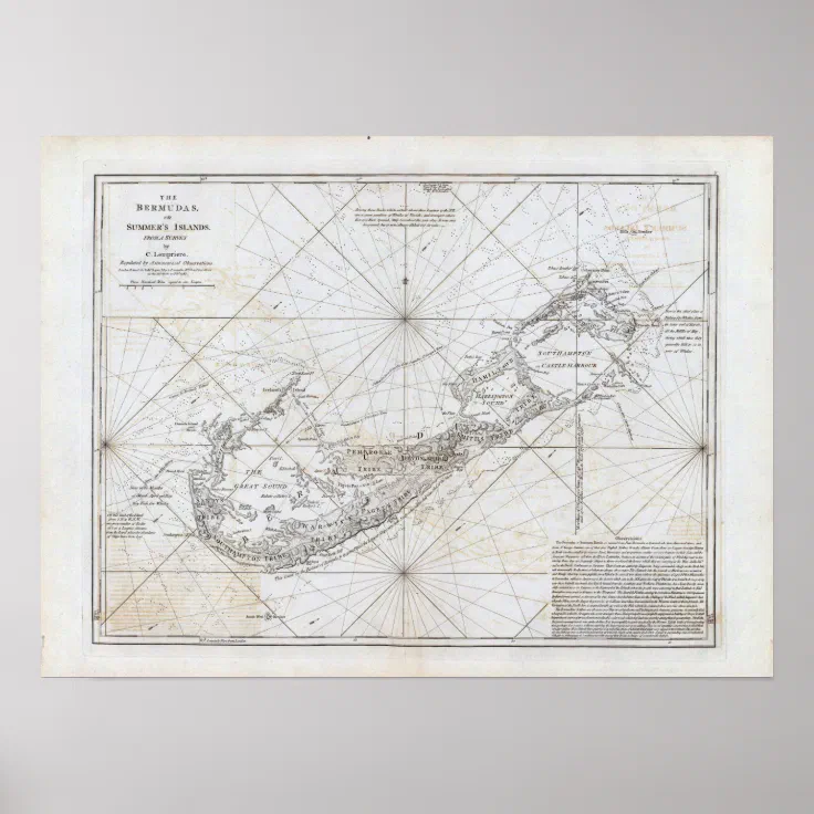 Vintage Map of Bermuda Poster | Zazzle