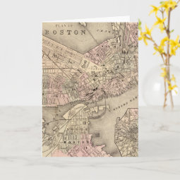 Vintage Map of Boston (1880) Card | Zazzle