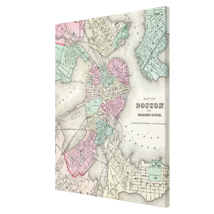 Vintage Map of Boston Harbor (1857) Canvas Print | Zazzle