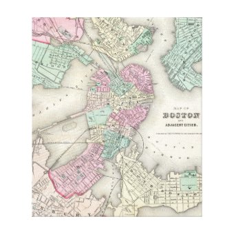Vintage Map of Boston Harbor (1857) Canvas Print | Zazzle
