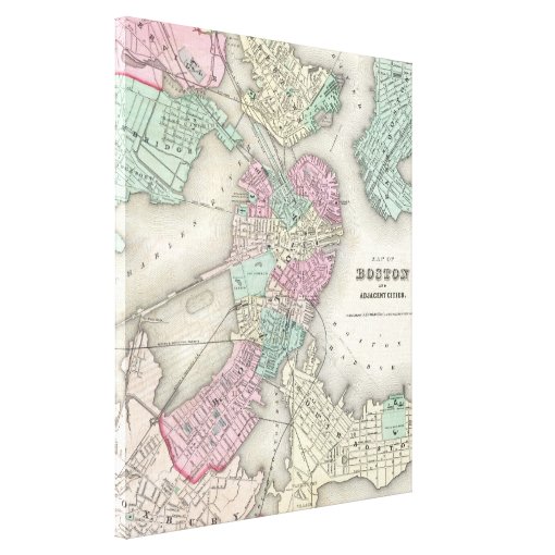 Vintage Map of Boston Harbor (1857) Canvas Print | Zazzle