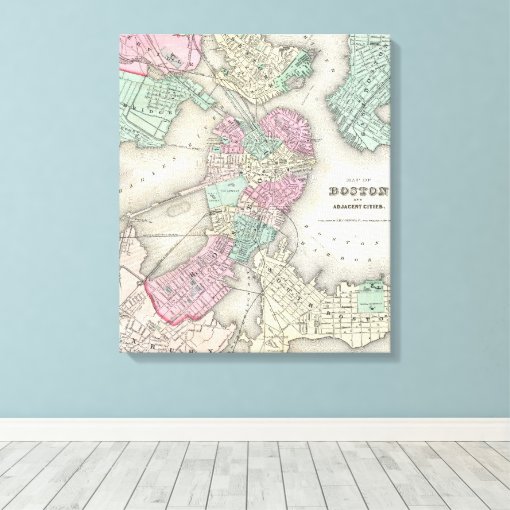 Vintage Map of Boston Harbor (1857) Canvas Print | Zazzle