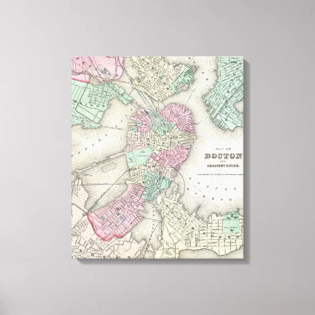Vintage Map of Boston Harbor (1857) Canvas Print | Zazzle