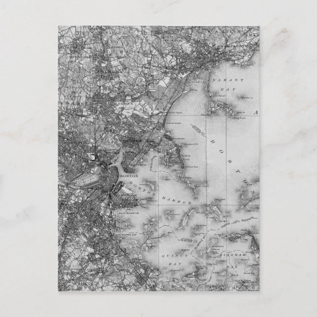 Vintage Map of Boston Postcard | Zazzle
