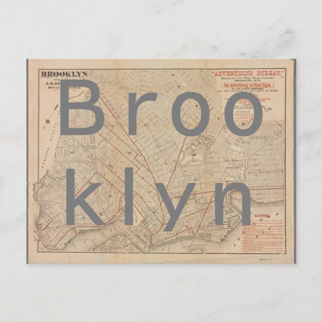 Vintage Map of Brooklyn Postcard | Zazzle