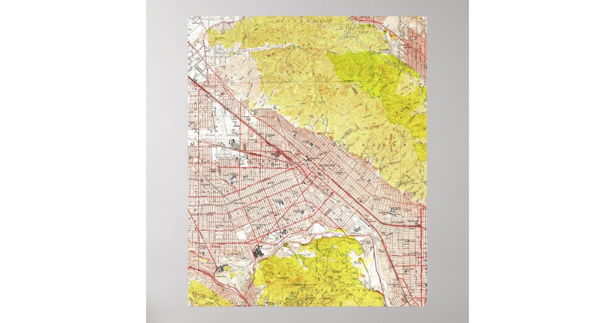 Vintage Map of Burbank California (1953) Poster | Zazzle