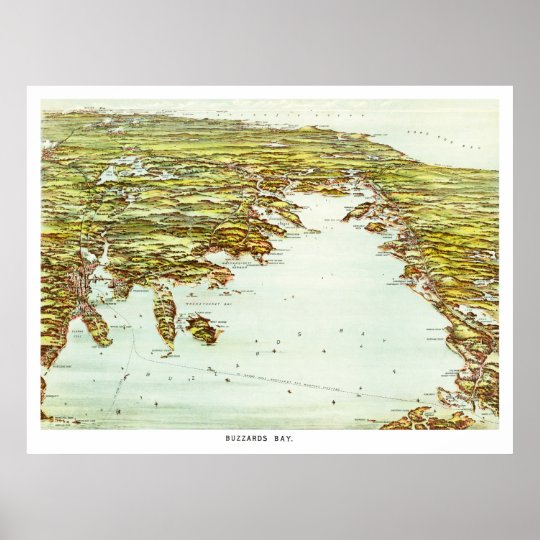 Vintage map of Buzzards Bay, Massachusetts Poster | Zazzle.com