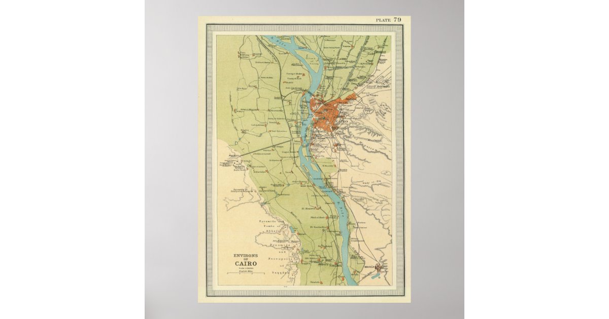 Vintage Map of Cairo Egypt (1822) Poster | Zazzle
