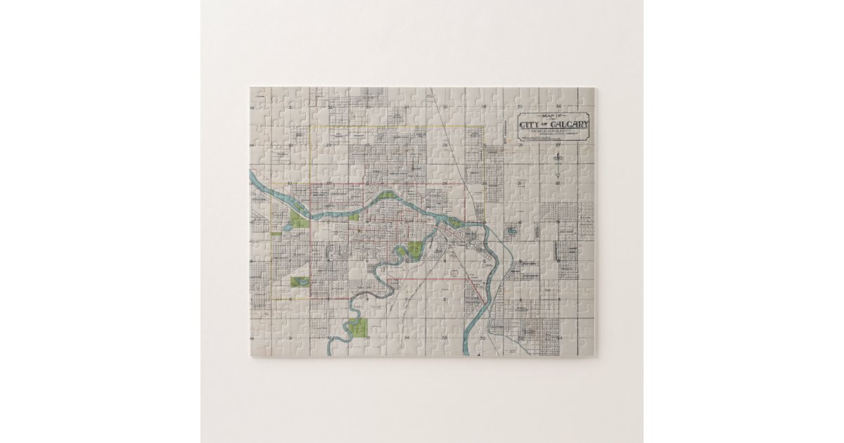 Vintage Map of Calgary Alberta Canada (1906) Jigsaw Puzzle | Zazzle