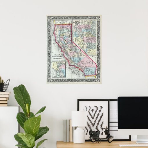 Vintage Map of California (1860) Poster | Zazzle
