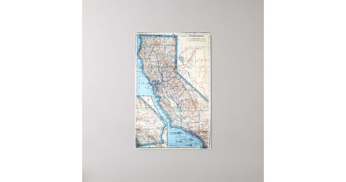 Vintage Map of California (1921) Canvas Print | Zazzle