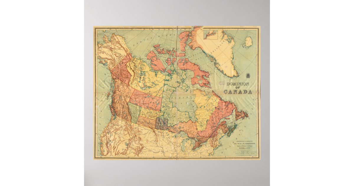 Vintage Map of Canada (1898) Poster | Zazzle