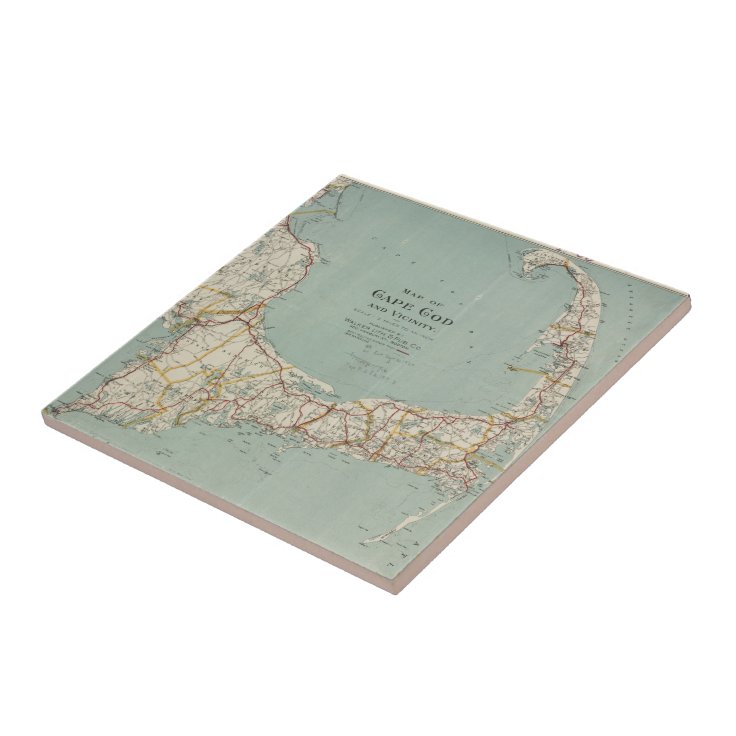 Vintage Map of Cape Cod (1917) Tile | Zazzle