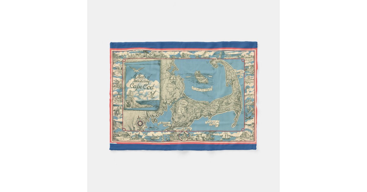 Vintage Map of Cape Cod (1945) Fleece Blanket | Zazzle