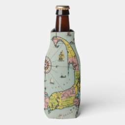 Vintage Map of Cape Cod Bottle Cooler | Zazzle