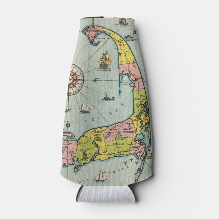 Vintage Map of Cape Cod Bottle Cooler | Zazzle.com
