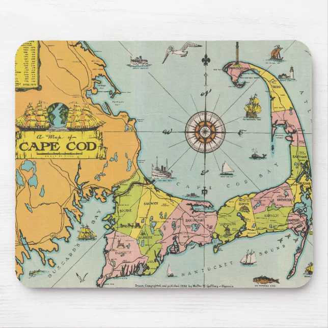 Vintage Map of Cape Cod Mouse Pad | Zazzle